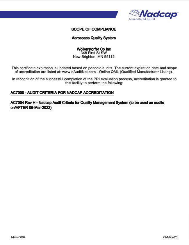 Nadcap Accredited | ITAR Registered | Wolkerstorfer