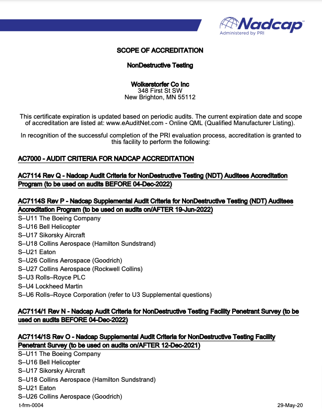 Nadcap Accredited | ITAR Registered | Wolkerstorfer