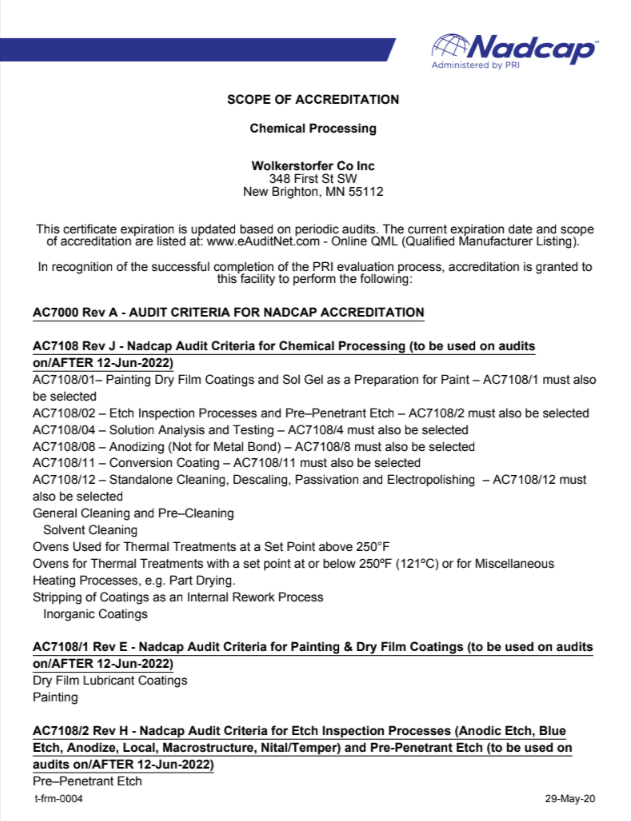 Nadcap Accredited | ITAR Registered | Wolkerstorfer